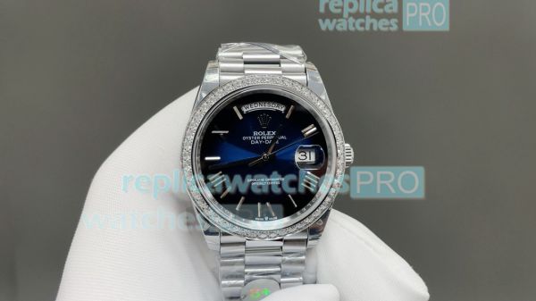 Rolex 8+ Factory 1:1 Clone Day-Date 40 Gain Weight Blue Dial 3255 ...