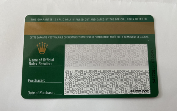 Rolex Warranty Card Replacement Rolex Watch Warranty UV Card Only ...