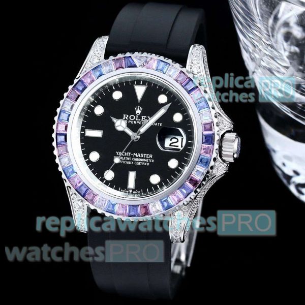 Swiss Clone Rolex Yacht-Master 40mm Grey Dial 3135 Watch Baguette ...