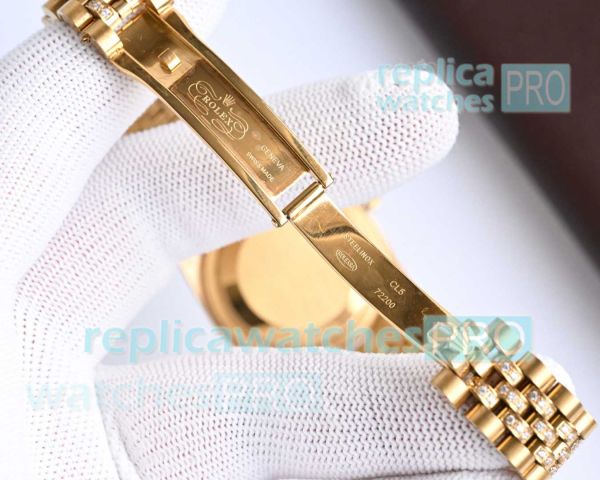 Swiss Replica Rolex Datejust Gold Ladies Watch Ruby and Diamond Dial 31mm