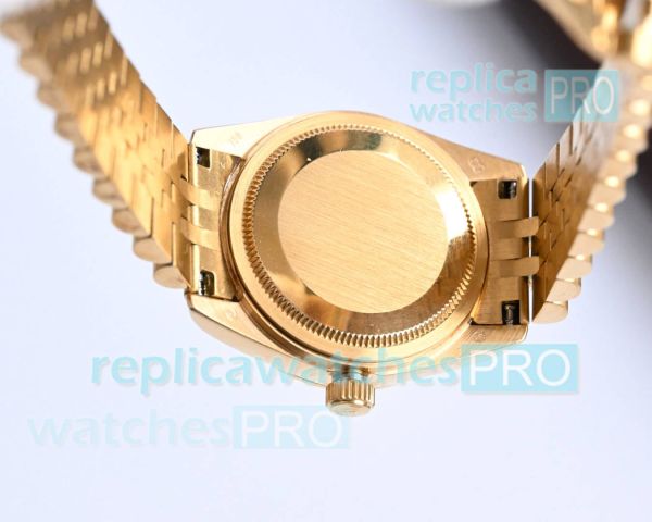 Swiss Replica Rolex Datejust Gold Ladies Watch Ruby and Diamond Dial 31mm